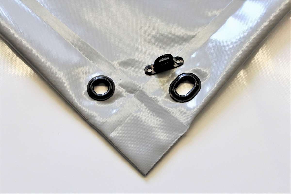 PVC Plane mit Saum und Ovalösen alle 50cm, Grau RAL 7038 | PVC Planen ...